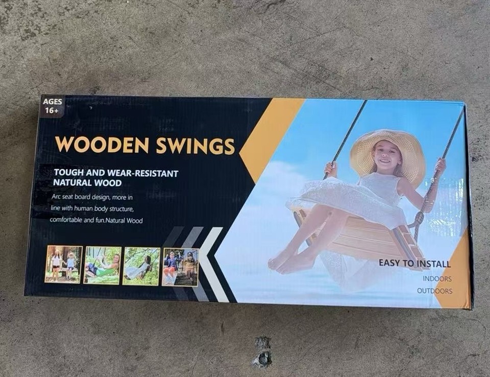 Adult Tree Swing with Adjustable RopeBeech Wood Hanging Seat for ...