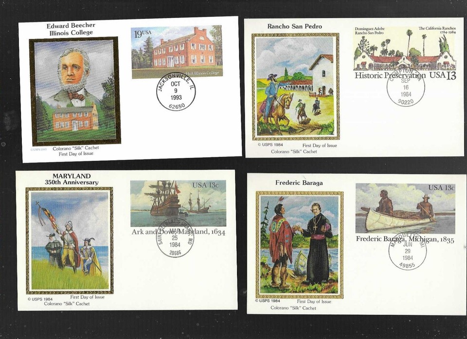 US FDC FIRST DAY COVERS COLLECTION POSTCARDS LOT OF 32 BY COLORANO SILK ...
