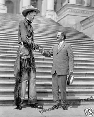 Photograph Tall Cowboy Ralph Madsen & Senator Sheppard Year 1919 8x10 ...