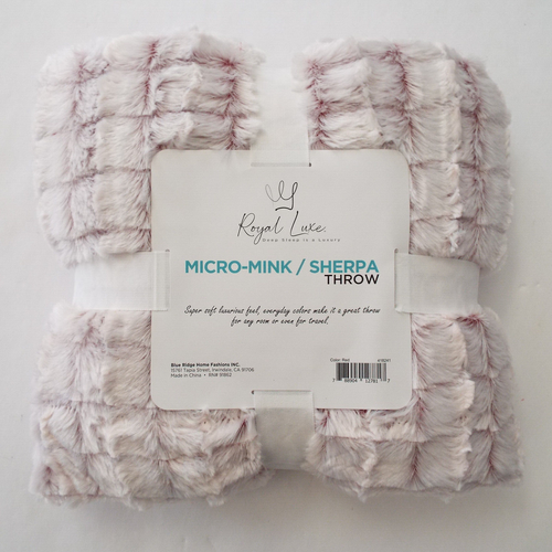 Royal Luxe Luxury Micro-Mink/Sherpa Throw Blanket Red Pink White 50" x ...