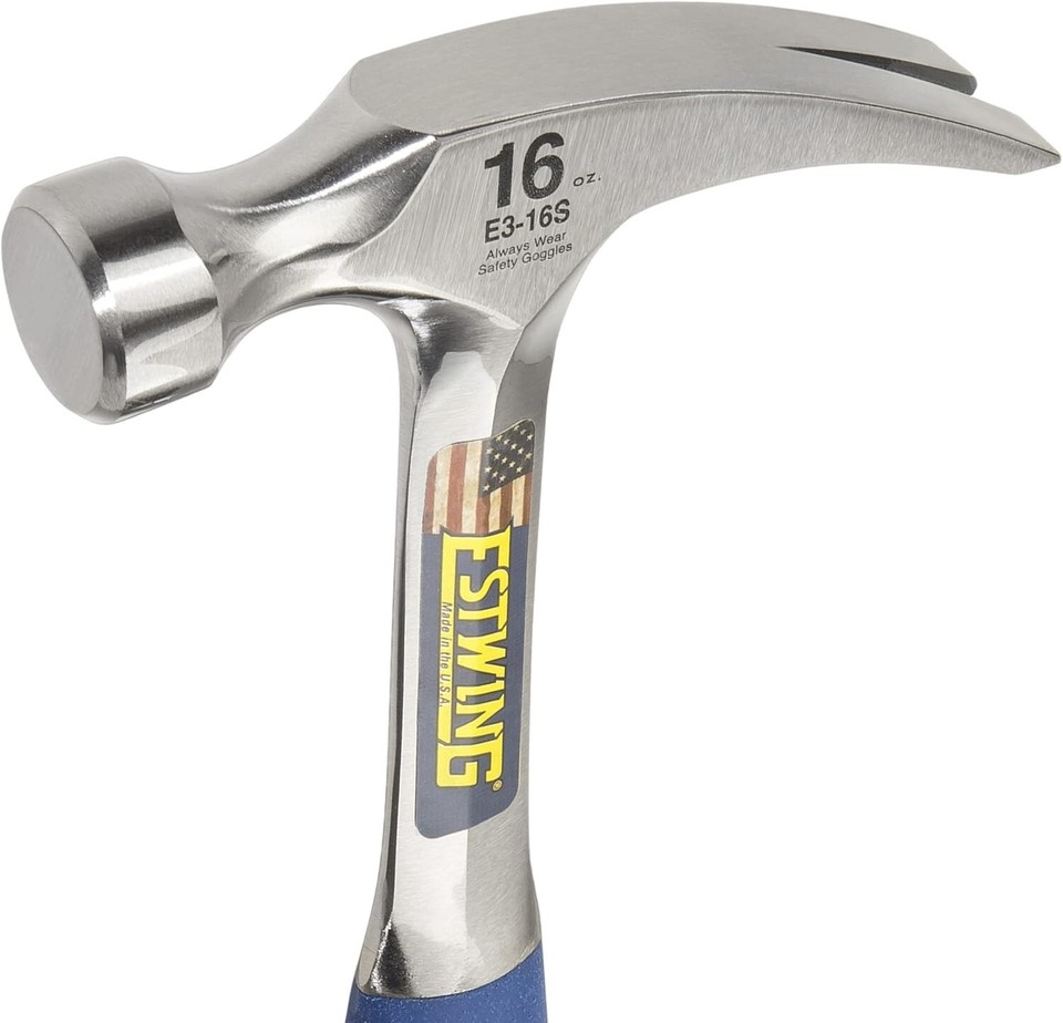 Estwing Hammer - 16 oz Straight Rip Claw with Smooth Face & Shock ...