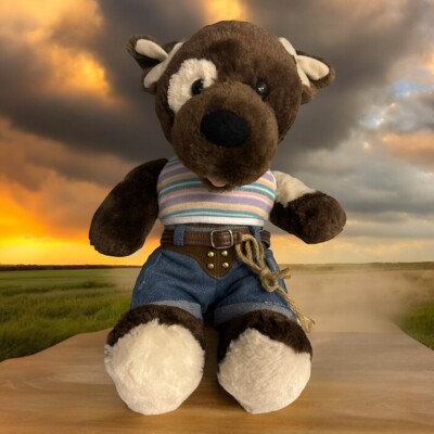 Build A Bear Fudge Brown Teddy Dog Stuffed Animal Plush Cowgirl Western ...
