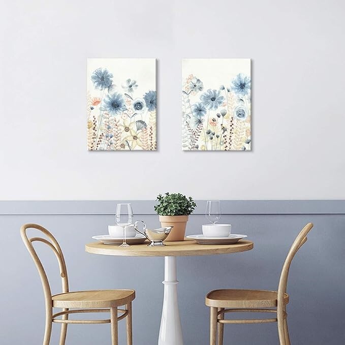 NEW - UTOP-art Abstract Flower Painting Wall Art: Modern Blue Floral ...