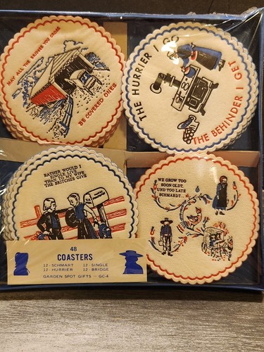 Vintage Paper Coaster Set 48 New in Package Funny | eBay