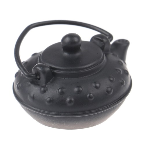 1PCS 1/12 Doll House Black Iron Kettle Simulation Teapot Model Toys-i ...