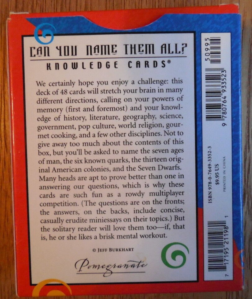 NEW Pomegranate "Can You Name Them All?" Quiz Deck Knowledge Cards | eBay