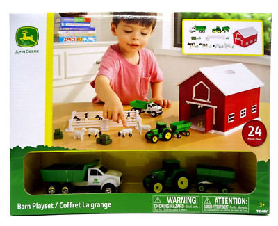 ERTL 1:64 John Deere 24-PIECE FARM PLAYSET! Red Barn Tractors Trucks ...