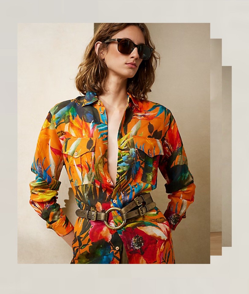 Ralph Lauren Purple Label Women’s Dress Seneca Print Linen Voile Size ...
