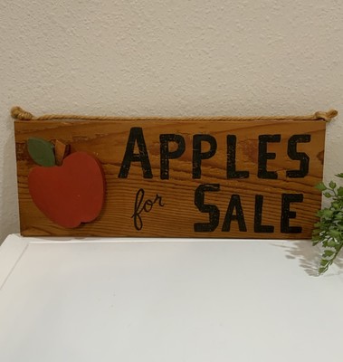 Vtg 1988 Handmade Hand Painted Country Wood “Apples For Sale” Sign ...