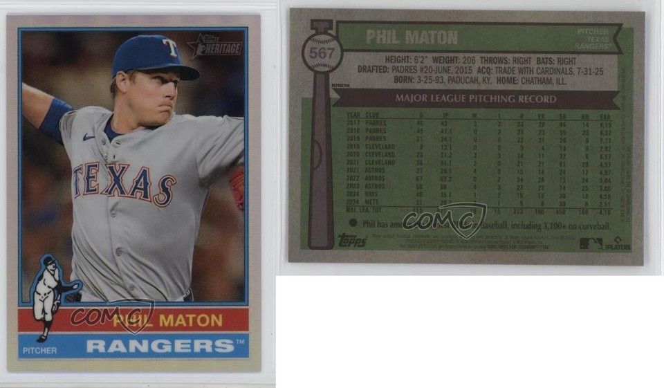 2025 Topps Heritage High Number Chrome Refractor Phil Maton #567 0nu6 ...