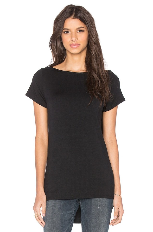 $98 BENJAMIN JAY Spinal Tee Caged Back Top Navy Blue Modal&Silk M ...