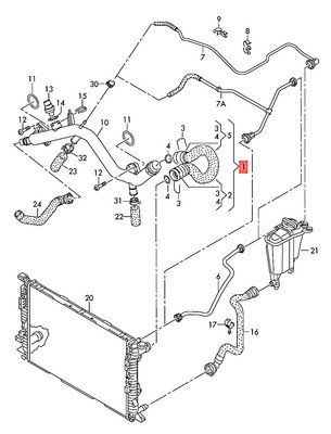 Genuine AUDI Q5 8RB Coolant Hose With Quick Release Coupling 8R0121101C ...