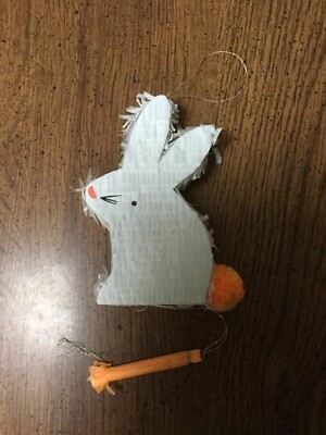 White Rabbit Miniature Piñata White w/ Orange PomPom Tail 5”x 1” plus 5 ...