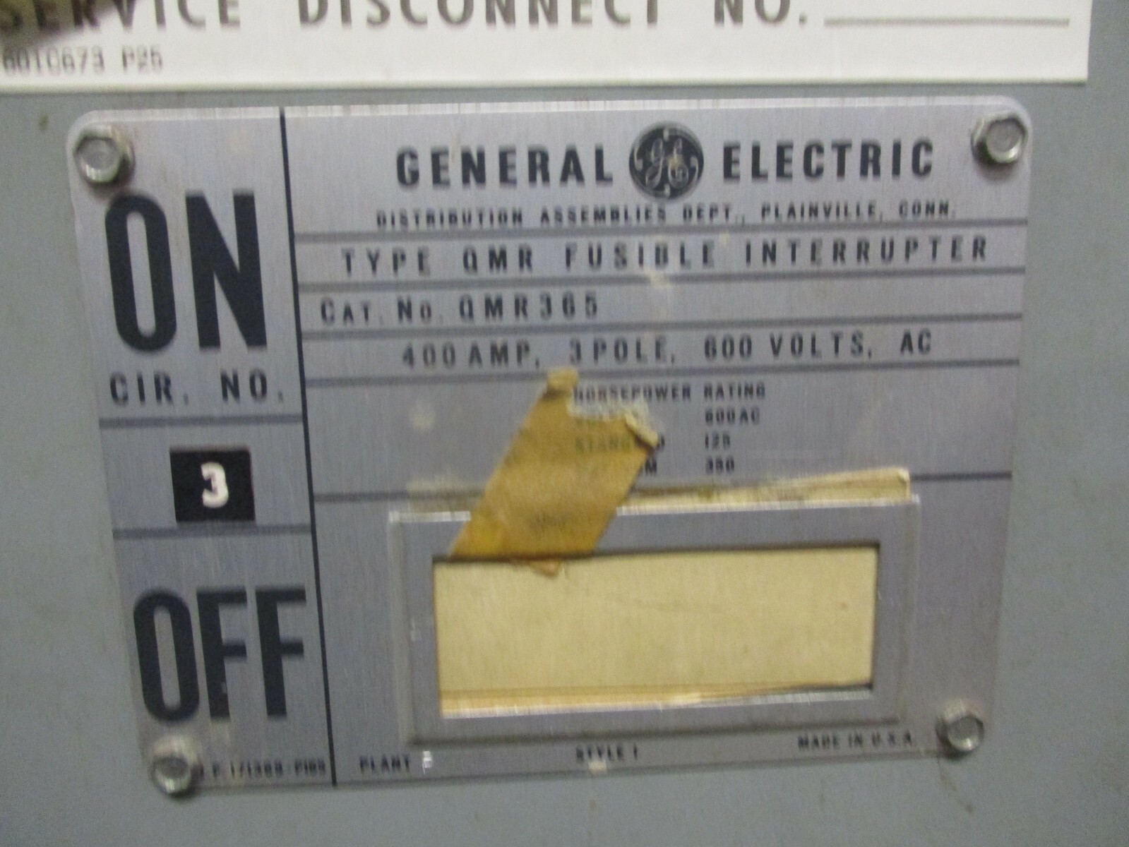 GE AV LINE QMR/THFP SWITCHBOARD 1200 AMP 277/480 VOLT- E2346 | eBay