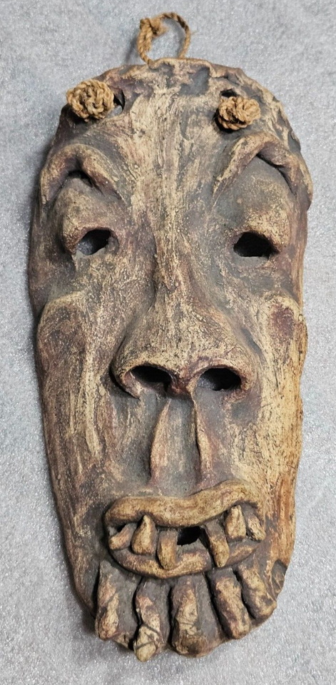 Vintage MCM Tiki Tribal Pottery Wall Hanging Face Mask Hand Crafted ...