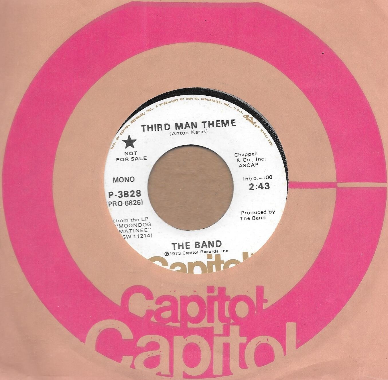 THE BAND THIRD MAN THEME PROMO MINT CAPITOL RECORDS 7" 45 - UNPLAYED ...