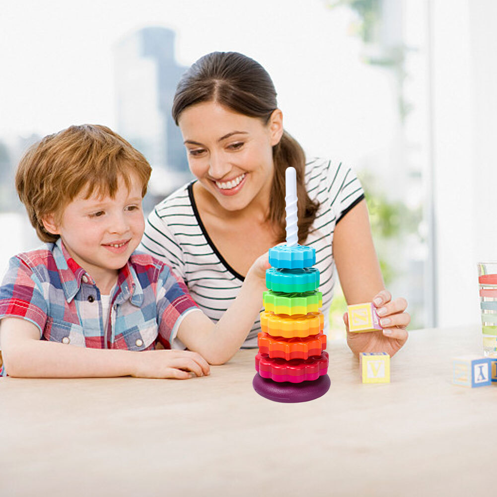 Brain Development Toys Eco-Friendly Blocks Stack Ring Safe for Kids ...