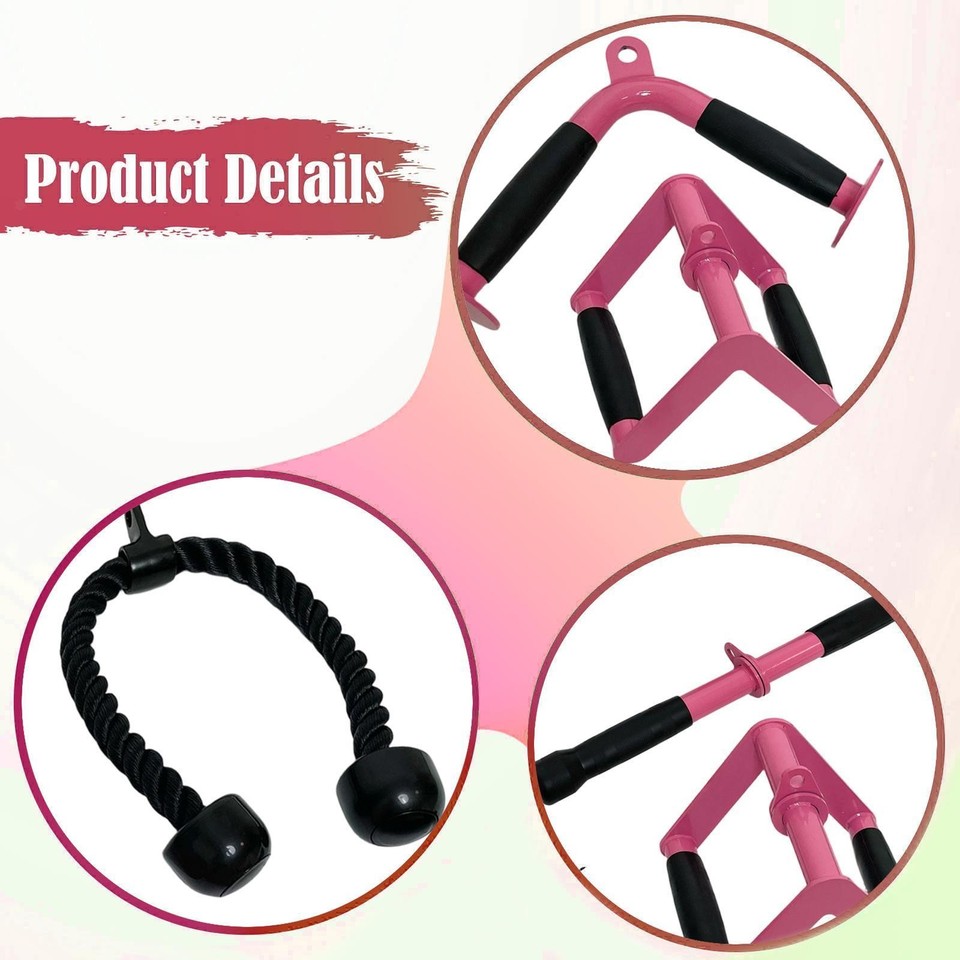 Cable Machine Attachment Set Ergonomic Tricep Rope for Exercise ...
