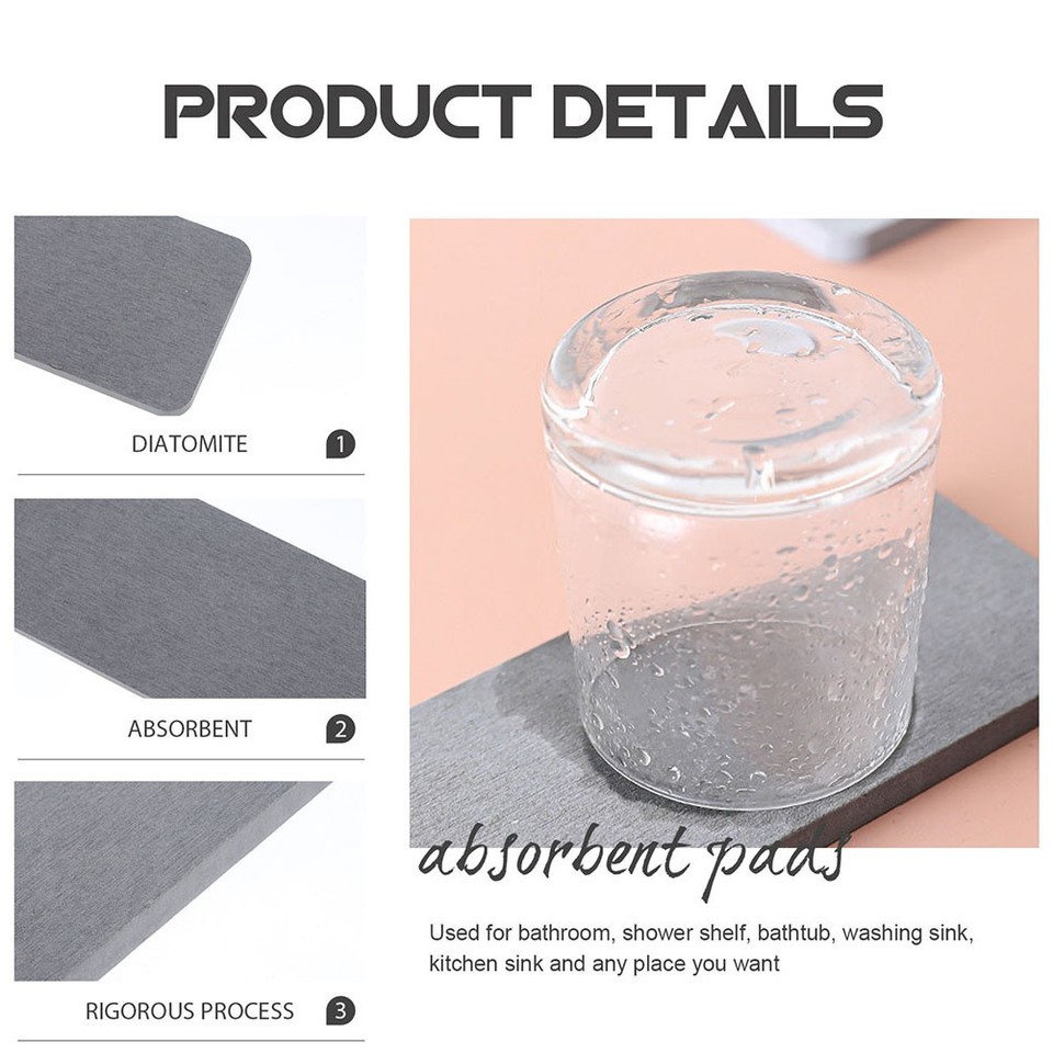 4 Pcs Diatomite Pad Bathroom Countertop Water Absorbent Accessories ...