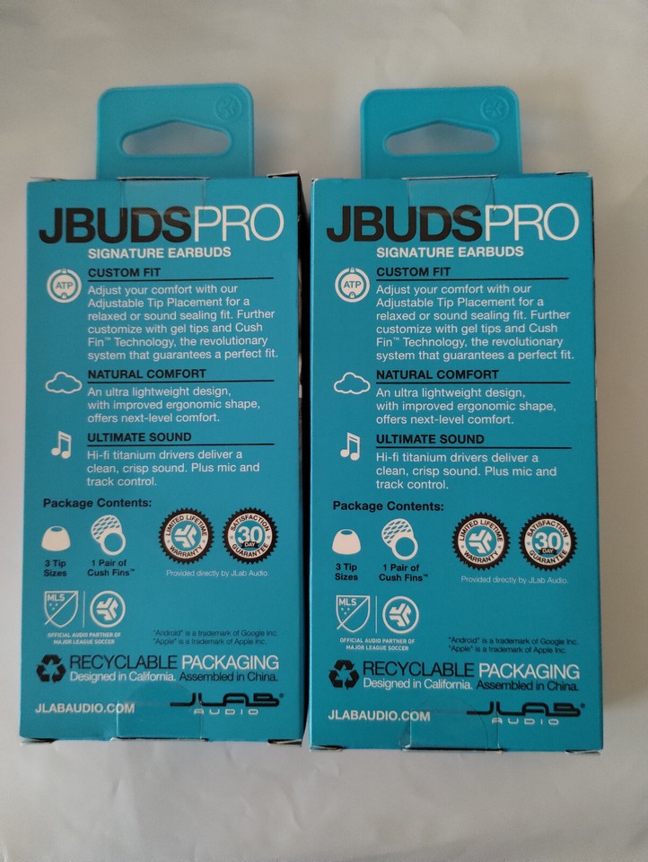 2 JLAB Earbuds JBUDS PRO Signature Earbuds Custom Fit , 3 tip sizes ...