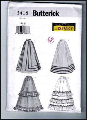 Butterick 3418 HIstoric Victorian Costume Flared Skirt Pattern Uncut ...