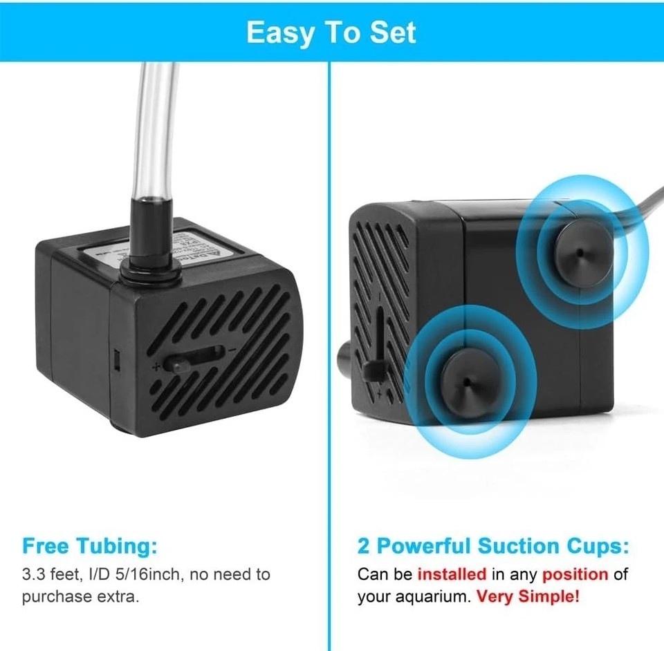 50GPH 3W Small Submersible Water Pump Mini Fountain Pump Ultra Quiet ...