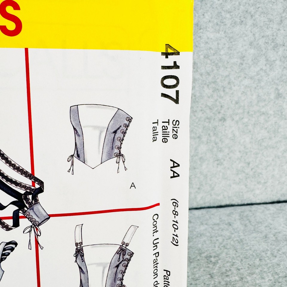 McCalls 4107 Renaissance Tops Corset Style Costume Cosplay Misses 6 12 ...