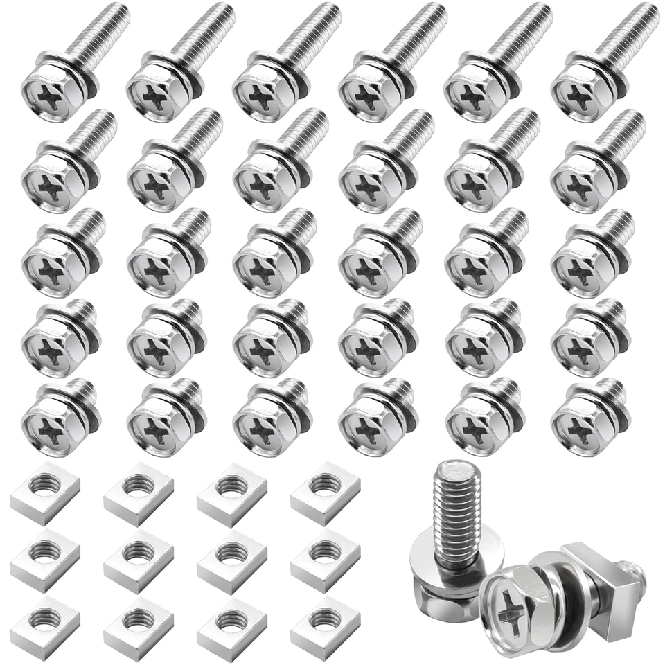60 Pack Motorcycle Battery Terminal Bolts Screws Square Nuts Kit M6 X ...