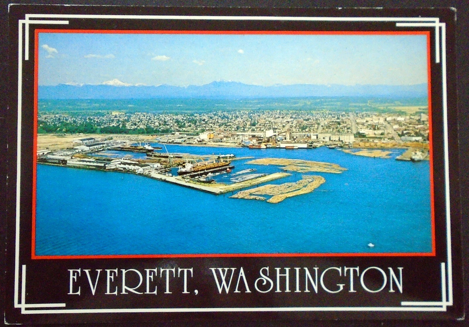 4 x 6 Aerial View Of Everett WA Waterfront Log Floats, Mills, Docks ...