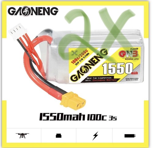 3s LiPo 11.1v 1550mah 100C/200C XT60 Battery GNB for RC Car Boat FPV ...