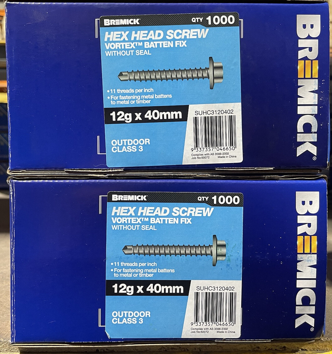 12gx40mm Bremick Fasteners Timber & Metal Vortex Batten Zip - Box 1000 ...