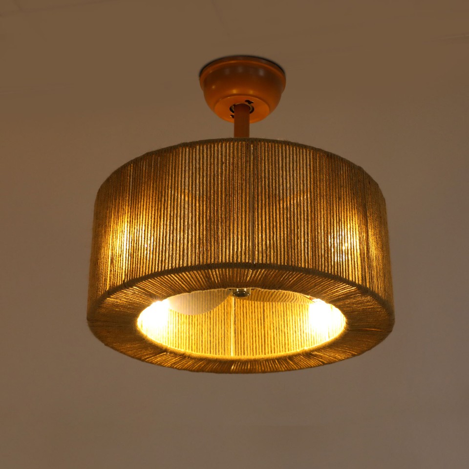 Caged Ceiling Fan Light Chandelier Fan Hanging Lamp+Remote 6 Gears Wind ...