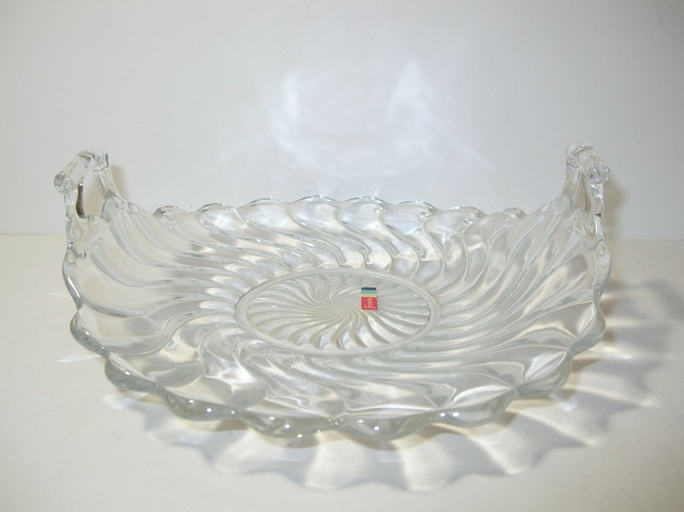 Vintage Fostoria Colony Glass Upturned Handles Serving Tray Platter ...
