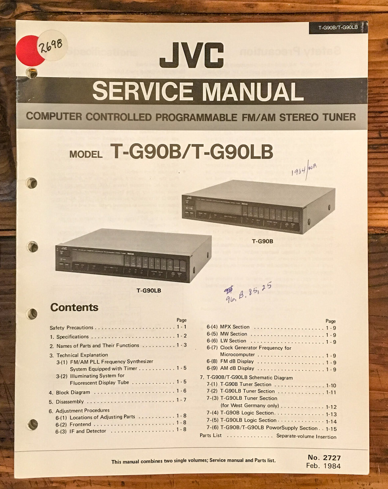 JVC T-G90 T-G90B LB Tuner Service Manual *Original* | eBay