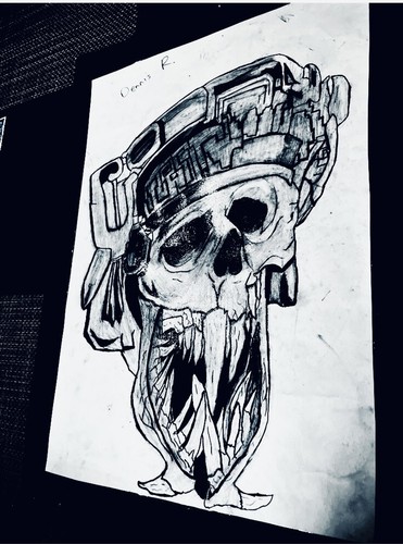 22” x 16” Original Handmade Custom Skull Goth Horror Art Drawing ((SEND ...