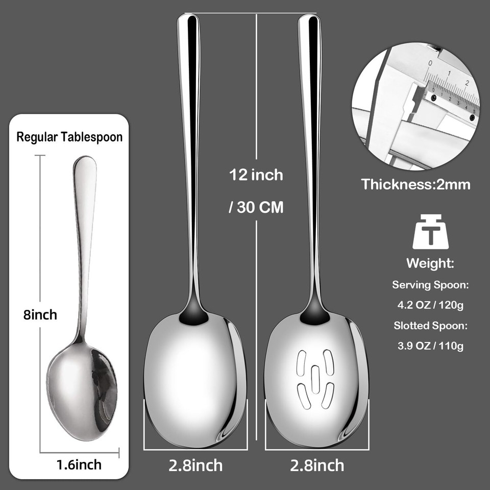 SOLEADER X-Large Serving Spoons Set 12 Inch Slotted Spoon and Serving Spoon P... | eBay