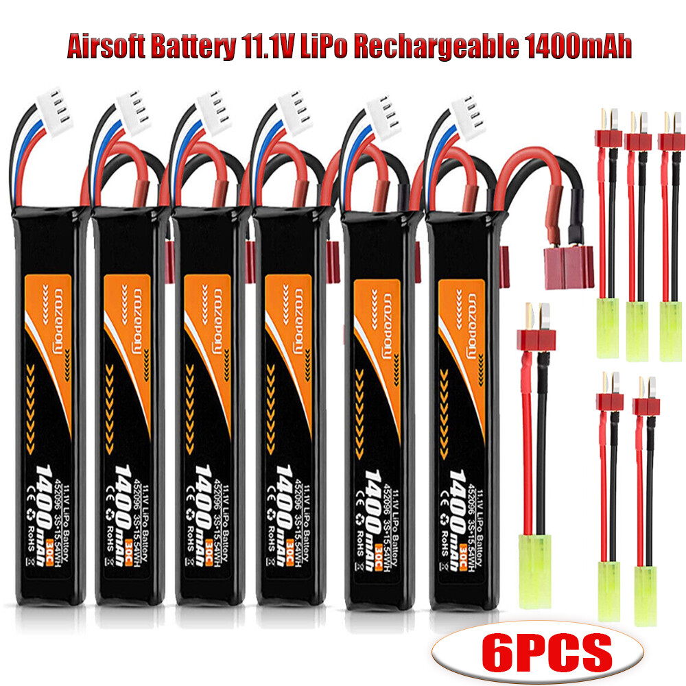 11.1V LiPo Airsoft Stick Battery 1400mAh 30C T Plug Dean Style ...