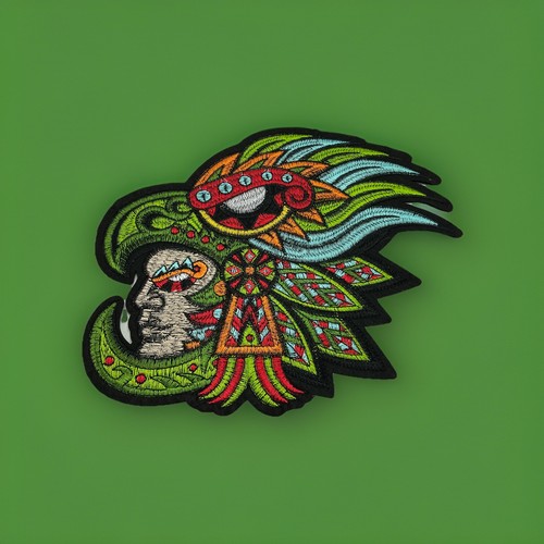 Aztec Eagle Warrior Skull Chimalli Shield Xicalcoliuhqui Patch Aztec ...