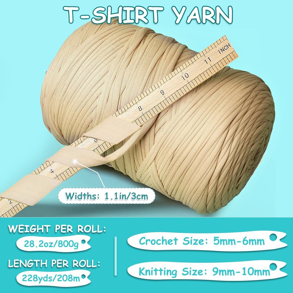 800G (228Yds) Tshirt Yarn for Crochet - T Shirt Yarn for Crocheting ...