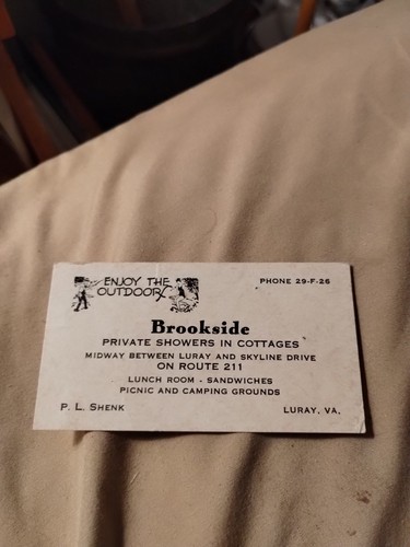 Message Business Card Brookside Cottages Lyray Virginia | eBay UK