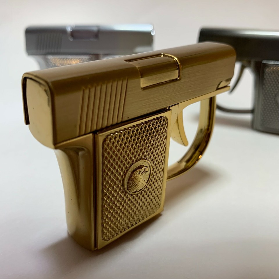 Mini *METAL* Pocket Pistol Gun Lighter Adjustable Jet Torch Flame Boxed ...