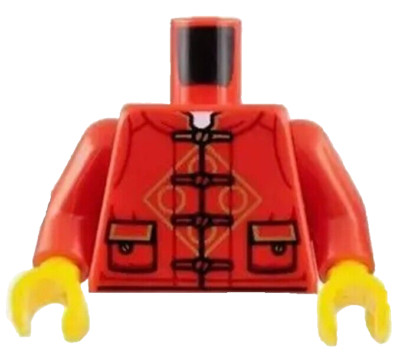 LEGO New Minifigure Torso Red Tang Jacket Laces Gold Circle Diamonds ...