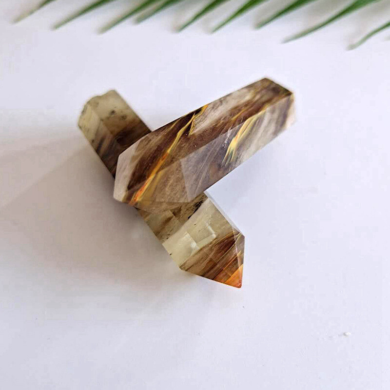 60-70mm Natural Yellow Lemurian Citrine Quartz Crystal Point Stone Wand ...
