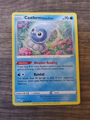 Pokémon TCG Castform Rainy Form Chilling Reign 033/198 Regular Common ...