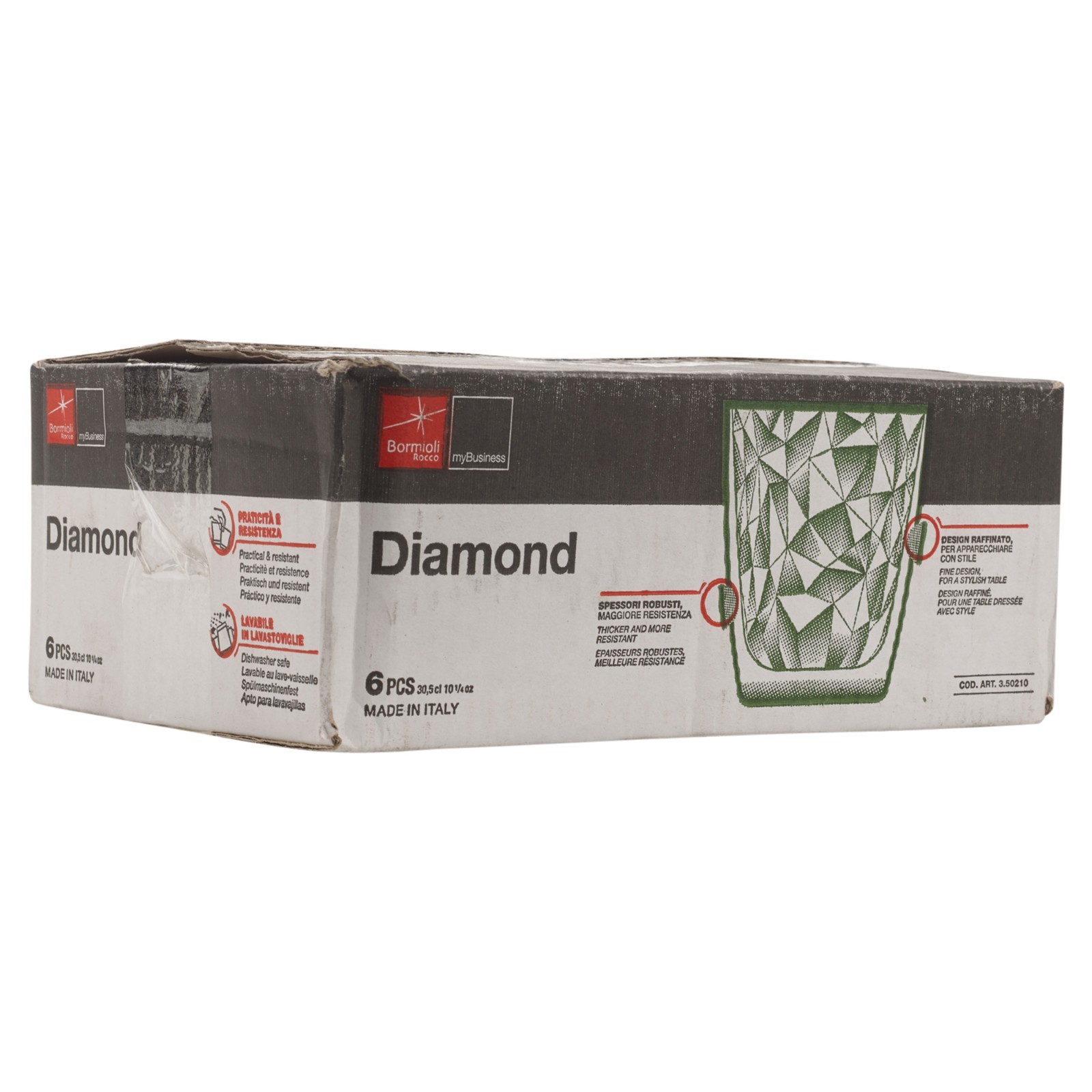 Set Of 6 Bormioli Rocco Diamond Glass Tumbler Coloured Glasses Drinking ...