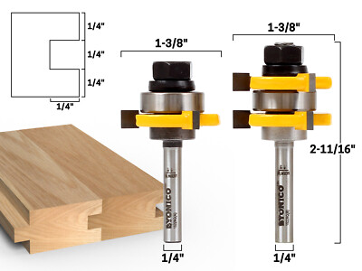 3/4" 2 Bit Tongue and Groove Router Bit Set - 1/4" Shank - Yonico ...