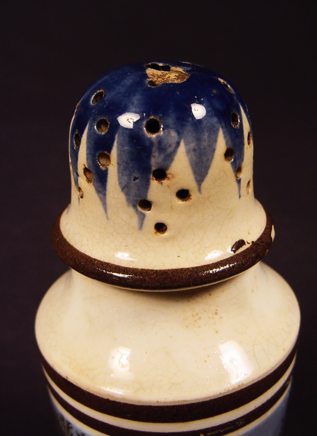 RARE FLAT SIDED 1800s MOCHA PEPPER POT MOCHAWARE PEARLWARE ...