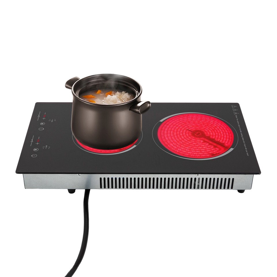 110V Electric Stove Ceramic Cooktop Sensor Touch Control 2 Burners with ...