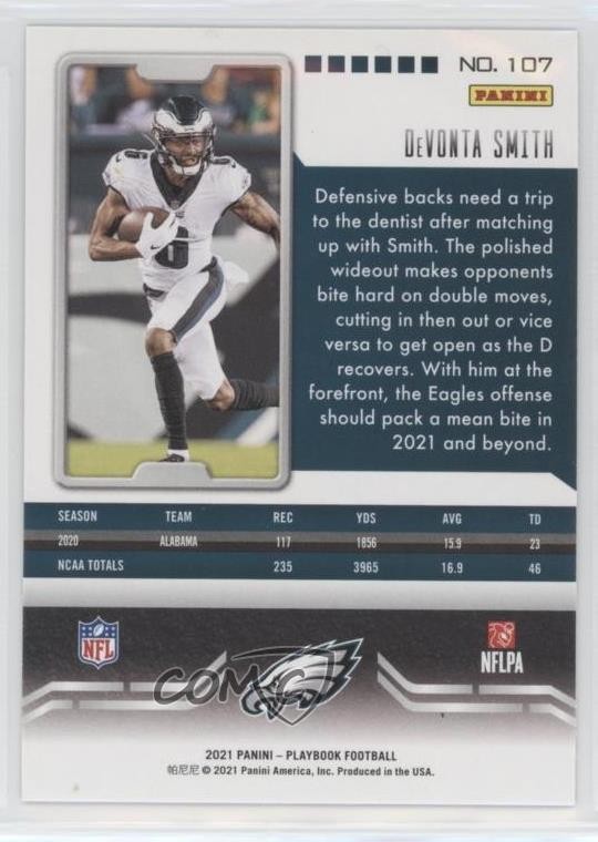 2021 Panini Playbook Rookie Rookie Shield DeVonta Smith #107 RC Shield ...