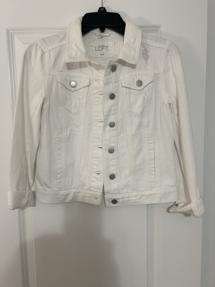 LOFT White Denim Jean Jacket Women’s Size XXSP | eBay